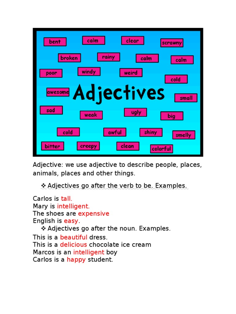 An Introduction to Using Adjectives to Describe People, Places, Things ...