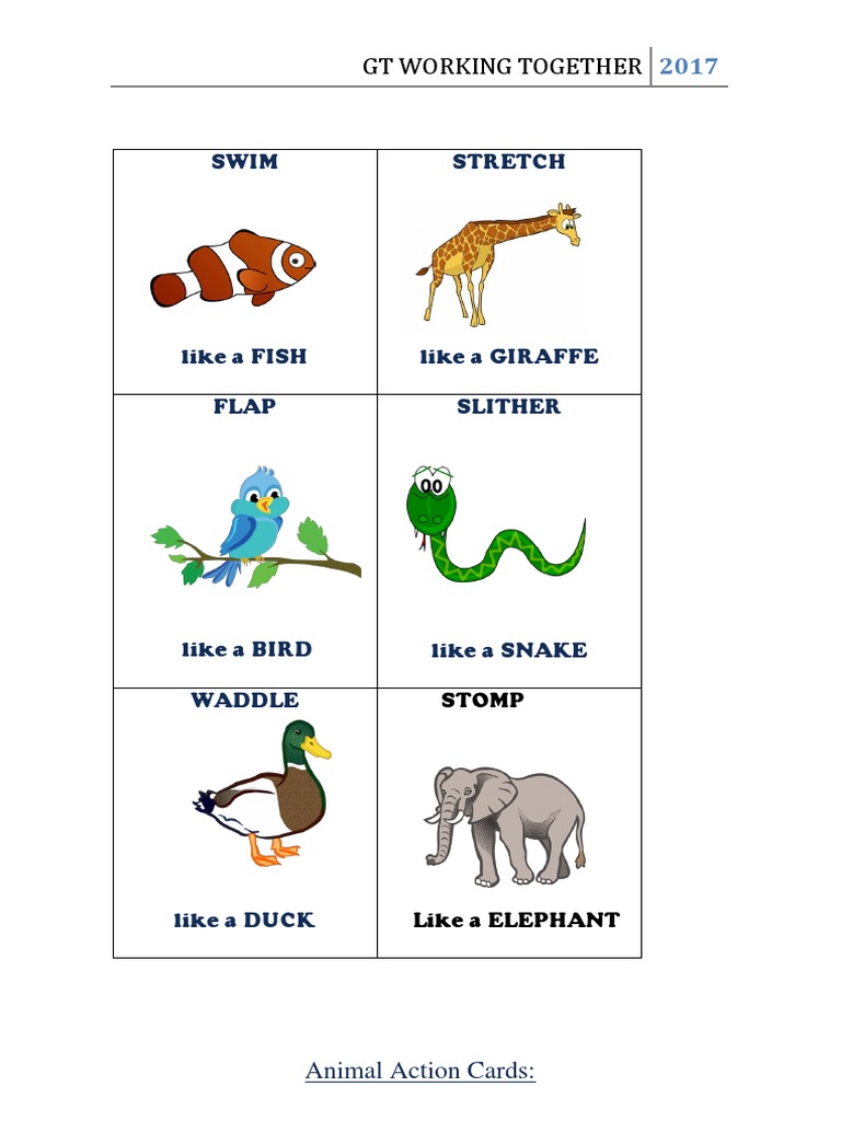 Animal Action Cards | PDF | Language Arts & Discipline | Poetry