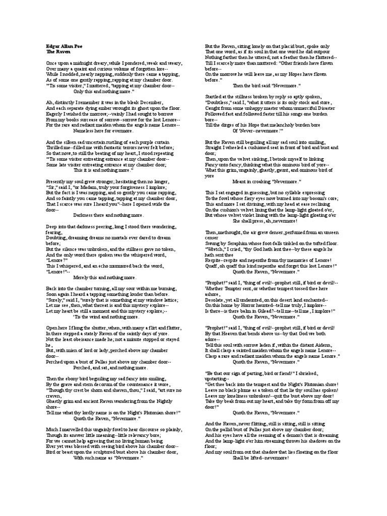 Edgar Allan Poe - Havran | PDF | The Raven | Poetry