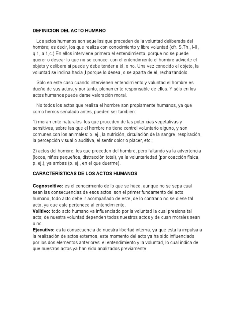 Definicion Del Acto Humano | PDF