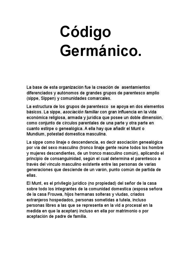 Codigo Germanico | PDF | Parentesco | Delito
