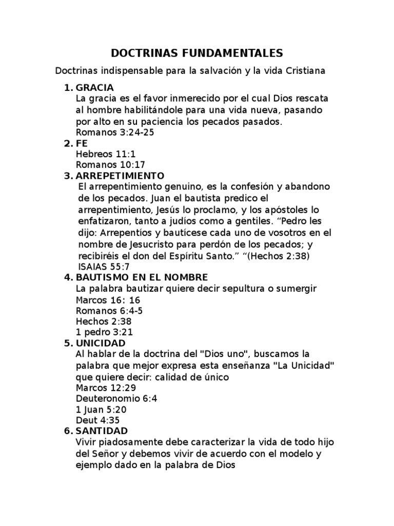 Doctrinas Fundamentales | PDF | Gracia en el cristianismo | Jesús