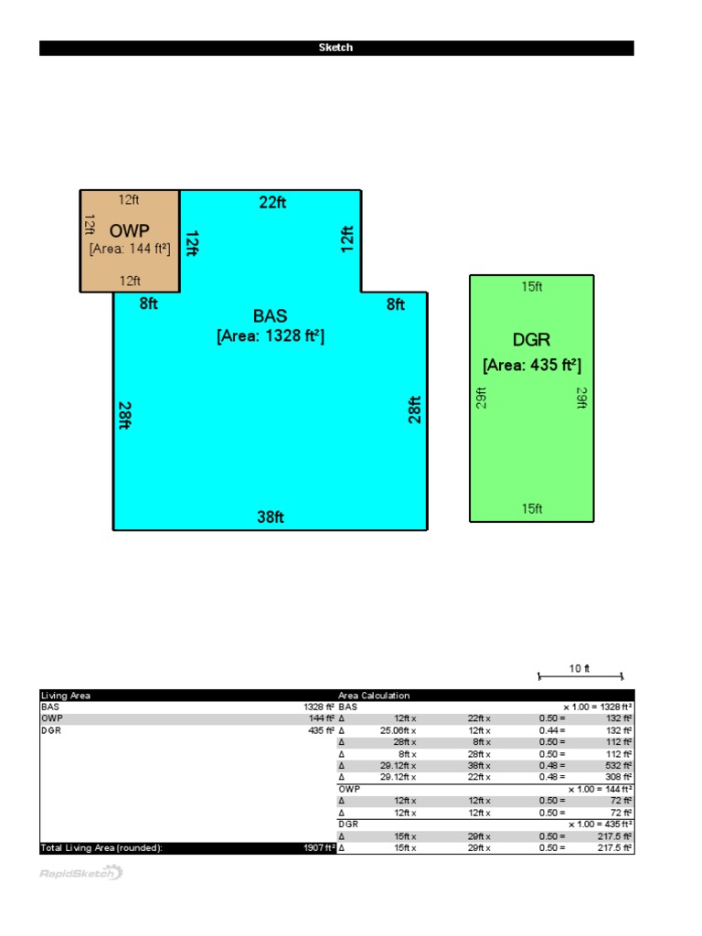 Sketch: Living Area Area Calculation | PDF