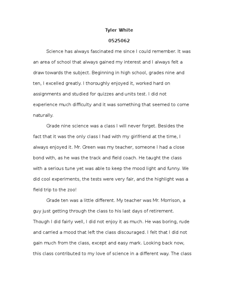 science reflection paper | Science | Experiment