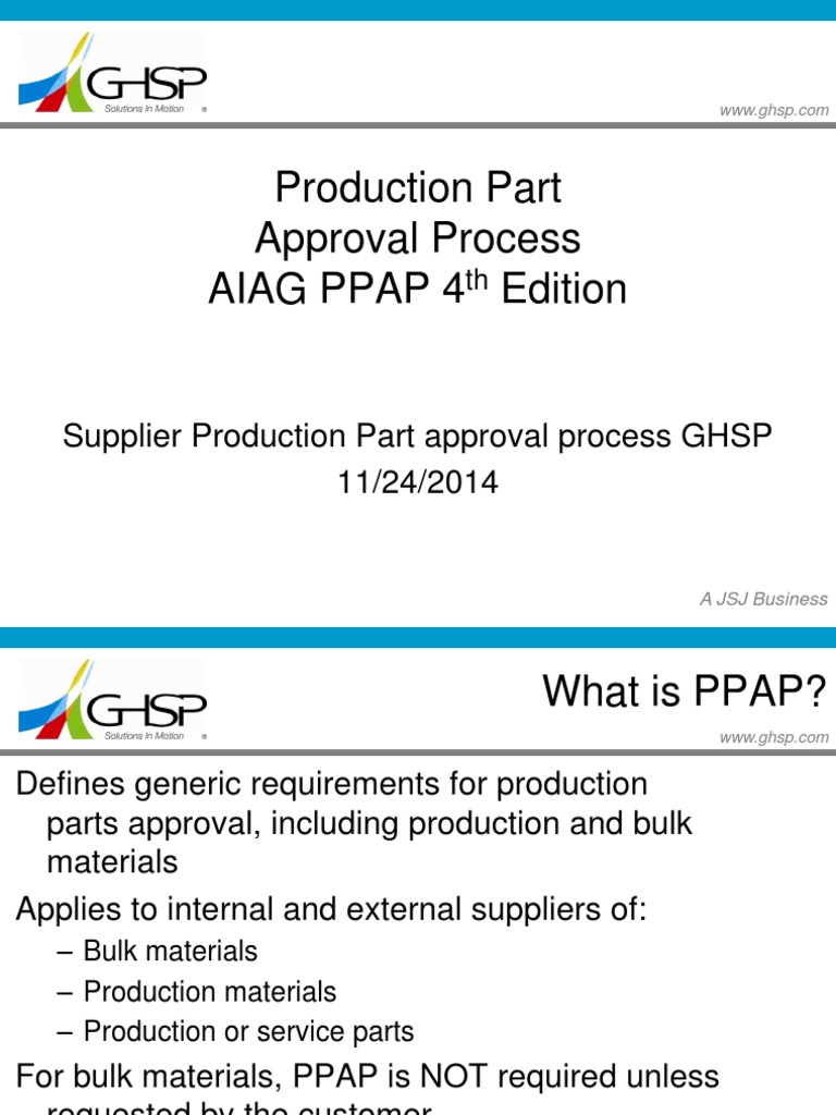 Production Part Approval Process Training PDF | PDF | Specification ...