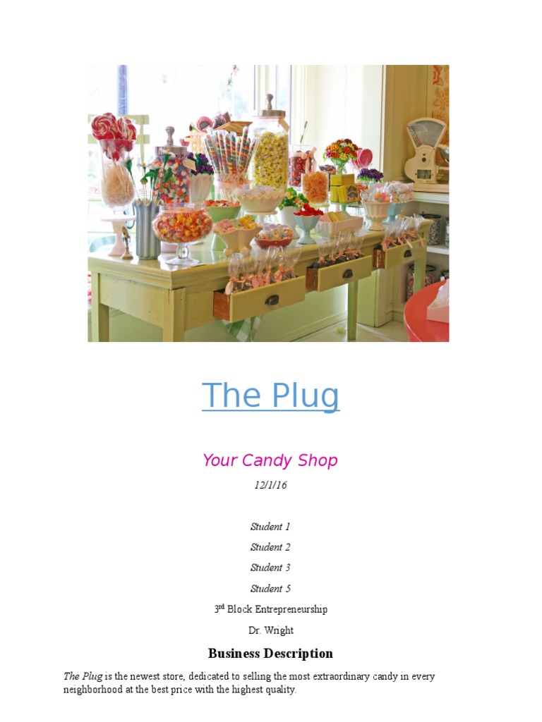 Business Plan Student Sample | PDF | Candy | Retail
