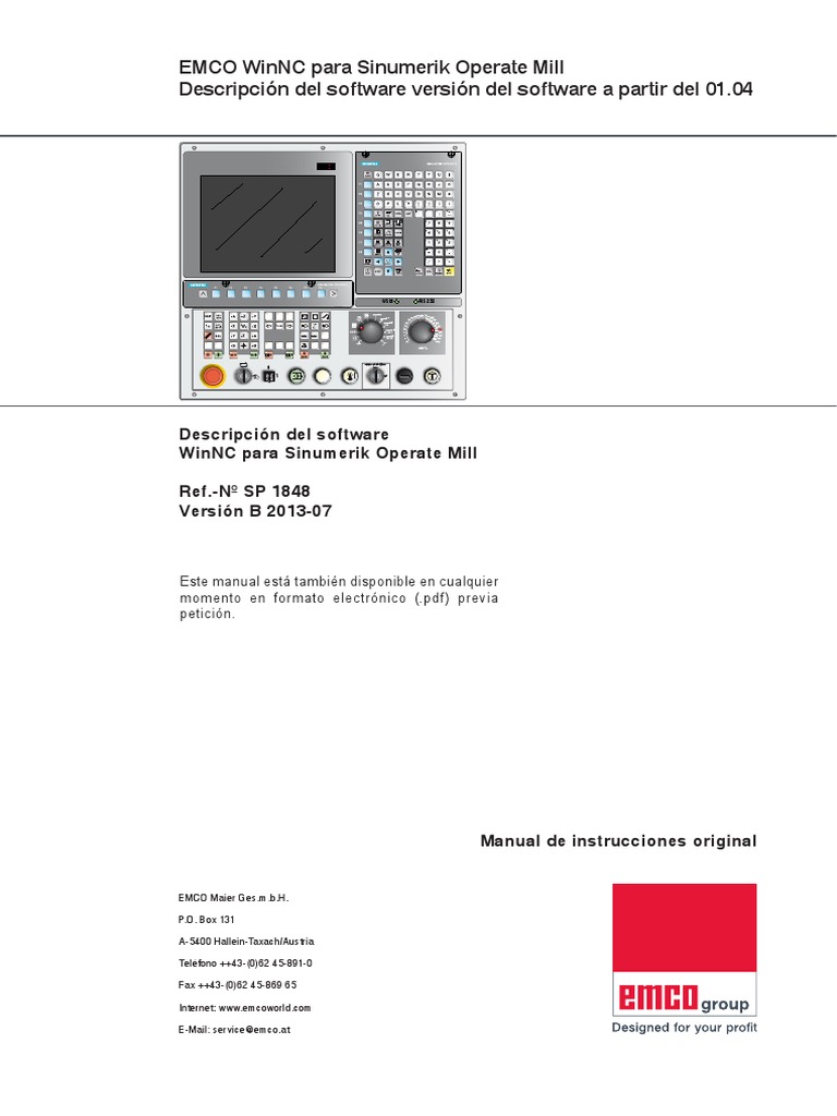 EMCO WinNC For Sinumerik Operate - Mill - SP 1848 - B | PDF | Sistema ...