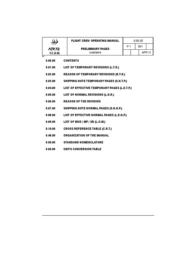 Fcom Atr 76 - RN 01 - Feb 12 | Download Free PDF | Aviation | Aircraft