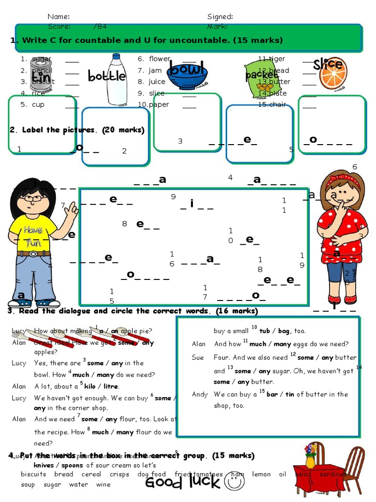 Countable vs Uncountable Exercises | PDF | Salad | Cooking