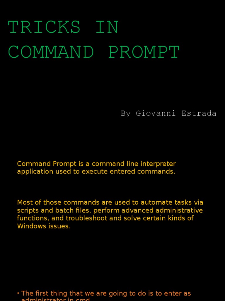 Tricks in Command Prompt | PDF | Command Line Interface | Directory (Computing)