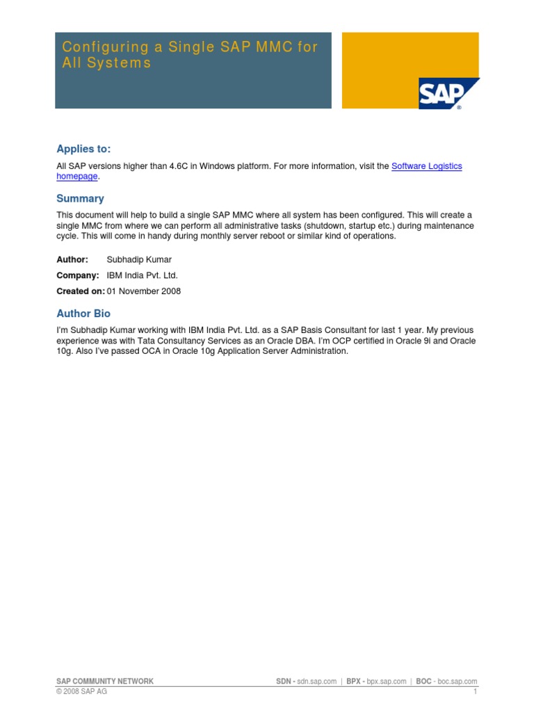 Configuring SAP MMC For All Systems | PDF | Sap Se | Oracle Corporation