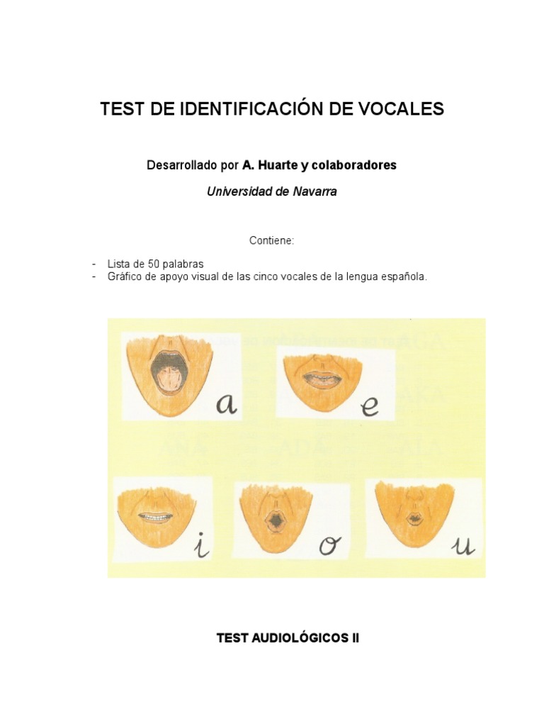 Test de Identificación de Vocales | PDF | Métodos y materiales de enseñanza
