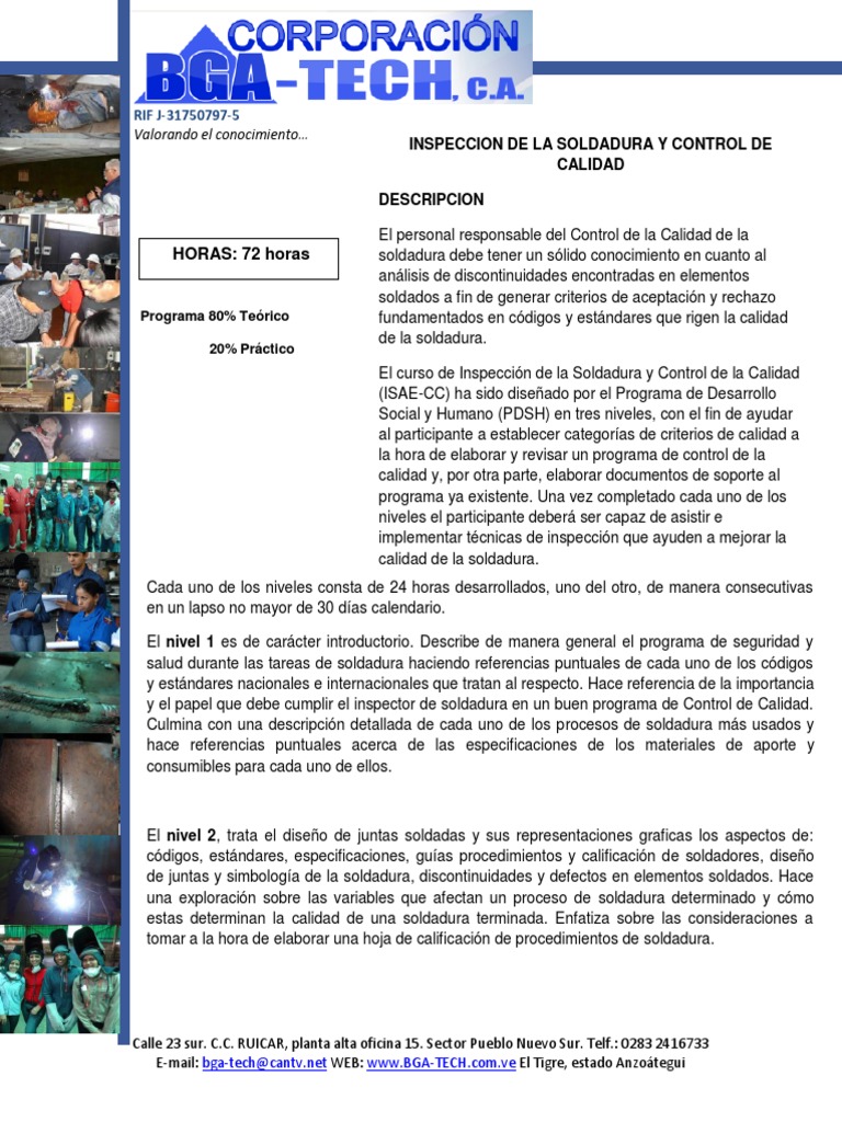 Curso Formacion De Inspectores Y Control De Calidad Nivel 1 2 3 Pdf