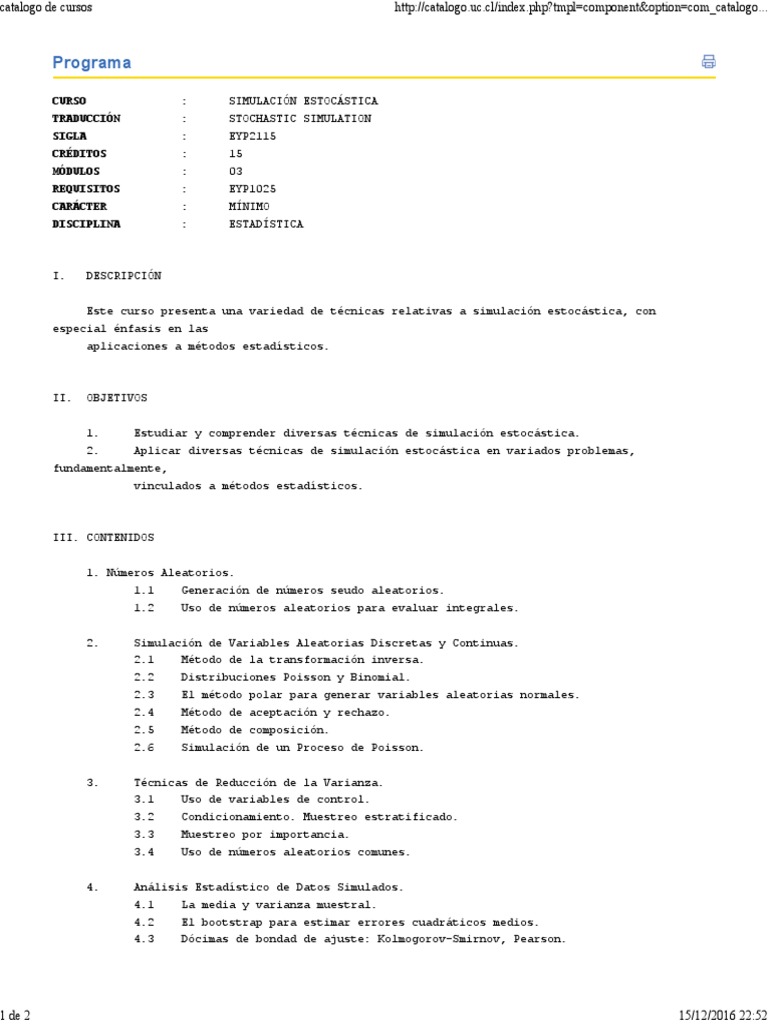 Simulación Estocástica | Descargar gratis PDF | Estadísticas | Simulación