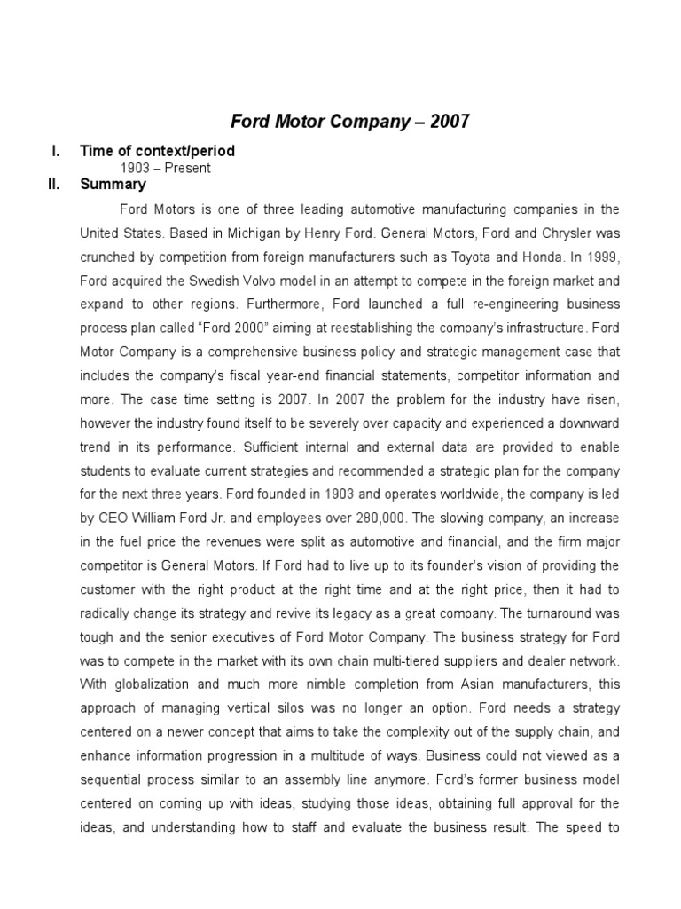 Ford Motor Company | PDF | Ford Motor Company | Supply Chain