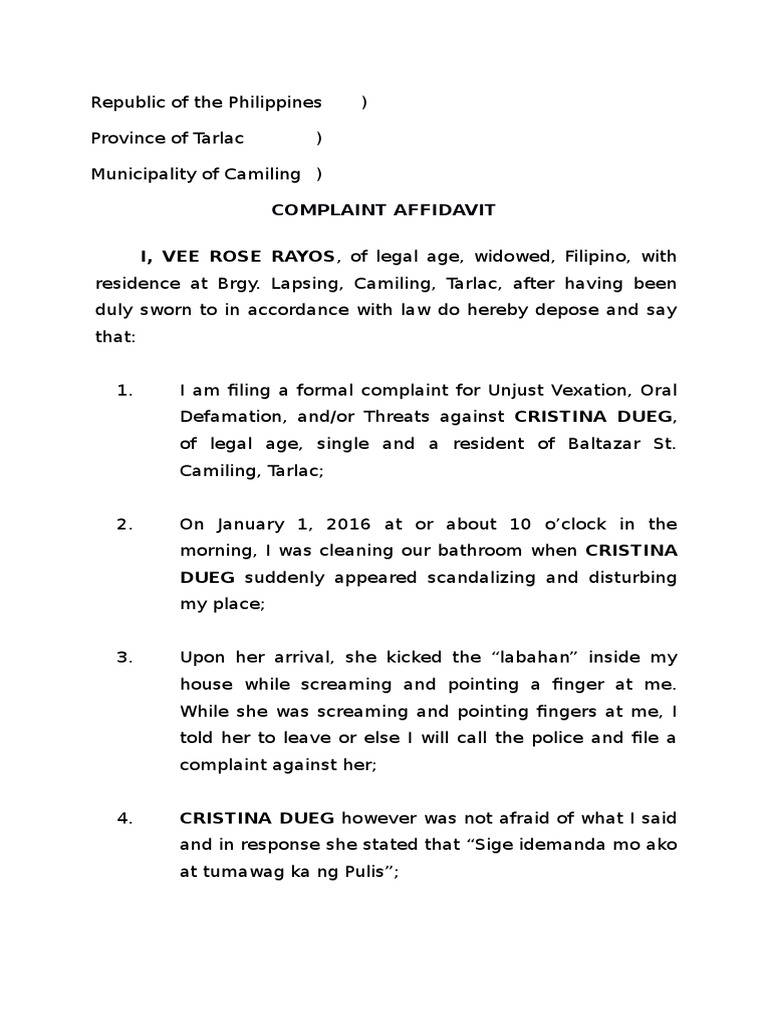 Complaint Oral Defamation | PDF | Common Law | Government