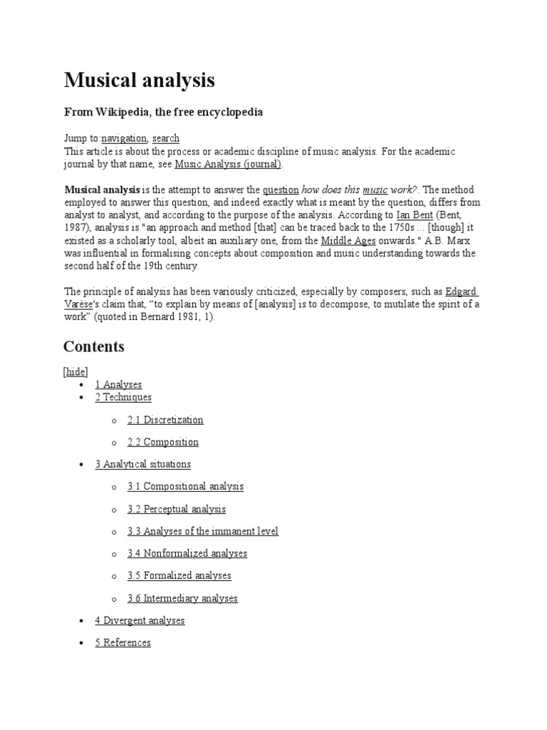 Musical Analysis | PDF | Music Theory | Musicology