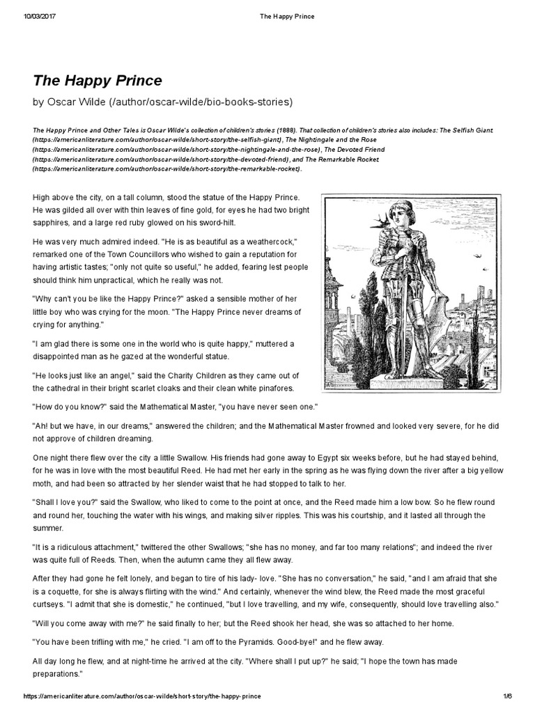 The Happy Prince: by Oscar Wilde (/author/oscar Wilde/bio Books Stories ...