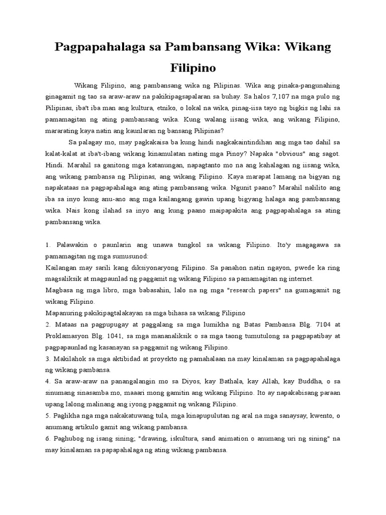 Pagpapahalaga Sa Pambansang Wika | PDF