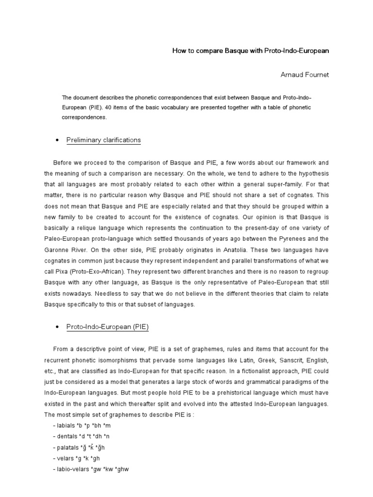 How To Compare Basque With Proto Indo European | PDF | Semiotics ...