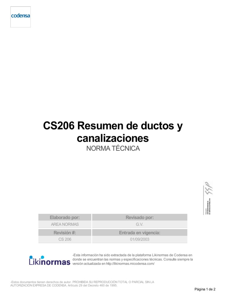 CS206 Resumen Canalizaciones | PDF