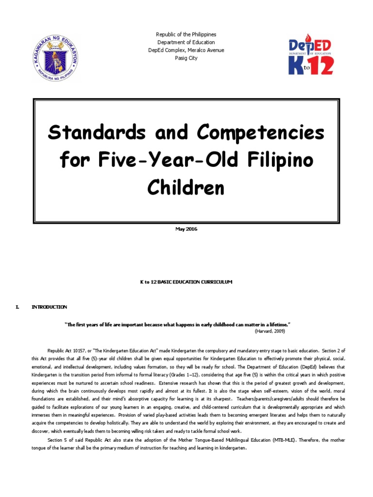 Kinder Curriculum 2016 PDF | Download Free PDF | Curriculum | Kindergarten