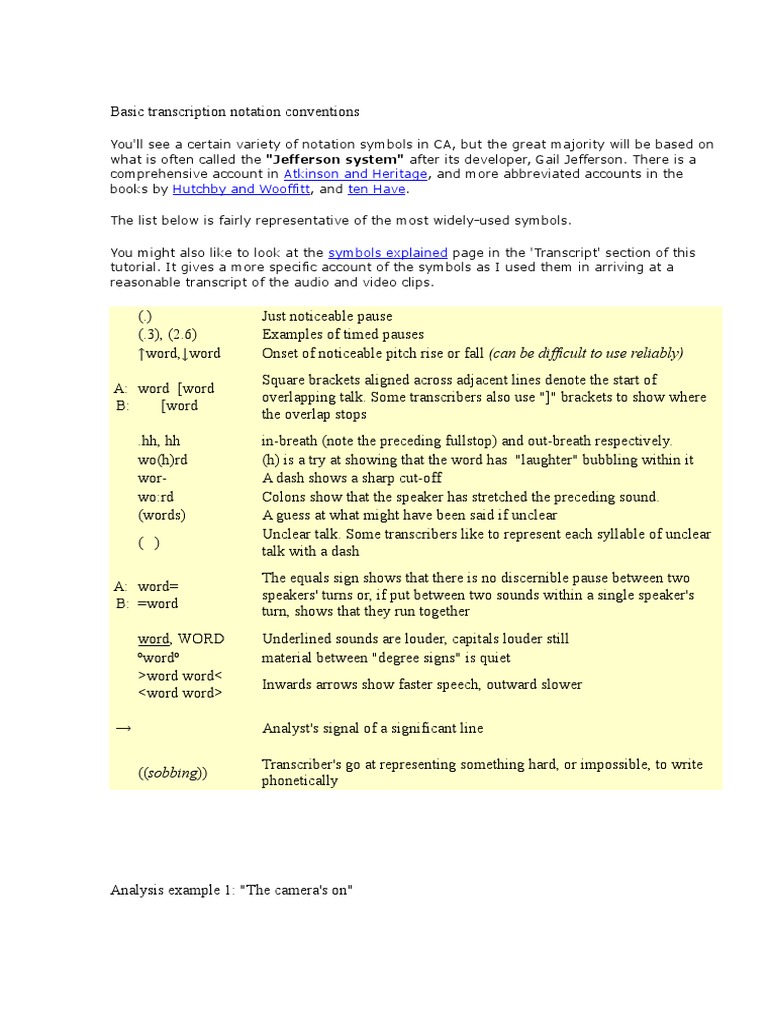 Basic Transcription Notation Conventions | PDF | Linguistics | Symbols