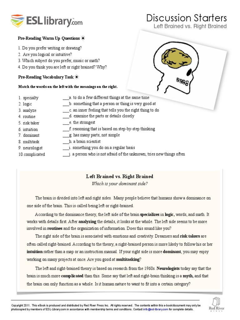 Left Brain Right Brain - Unlocked | PDF | Lateralization Of Brain ...