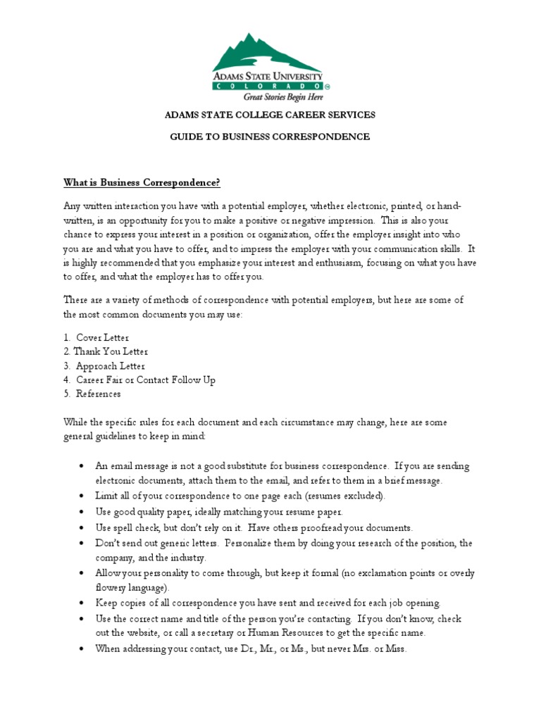 Business Correspondence Guide for Careers | PDF | Résumé