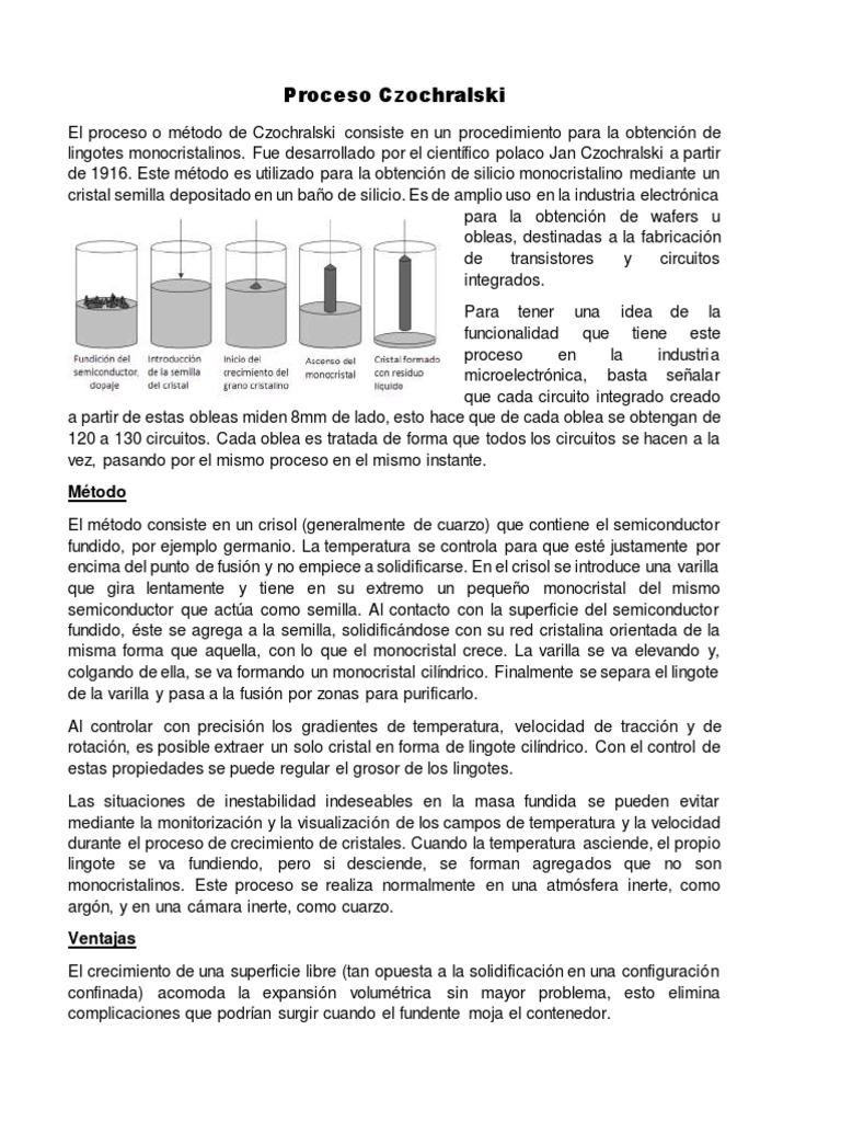 Proceso Czochralski | PDF | Física de la Materia Condensada | Sólidos ...