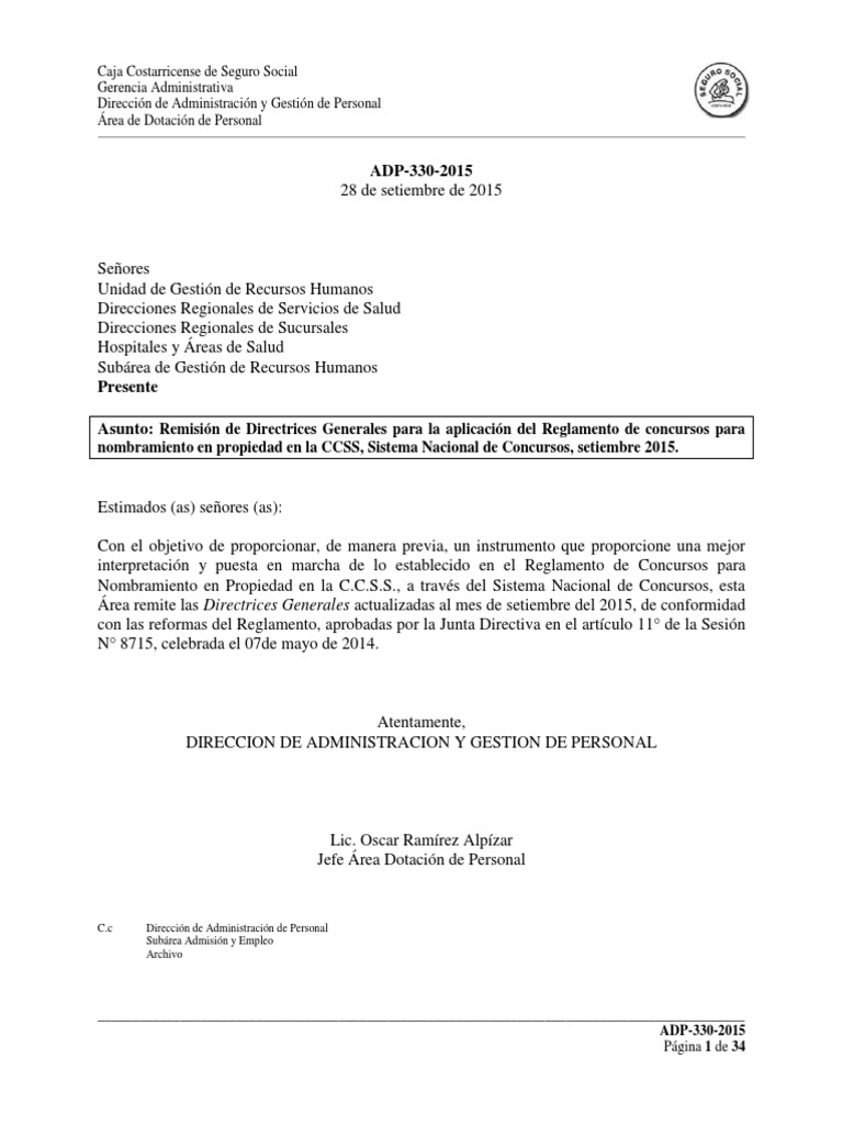 Directrices Generales Concursos | PDF | Recursos humanos | Contraseña