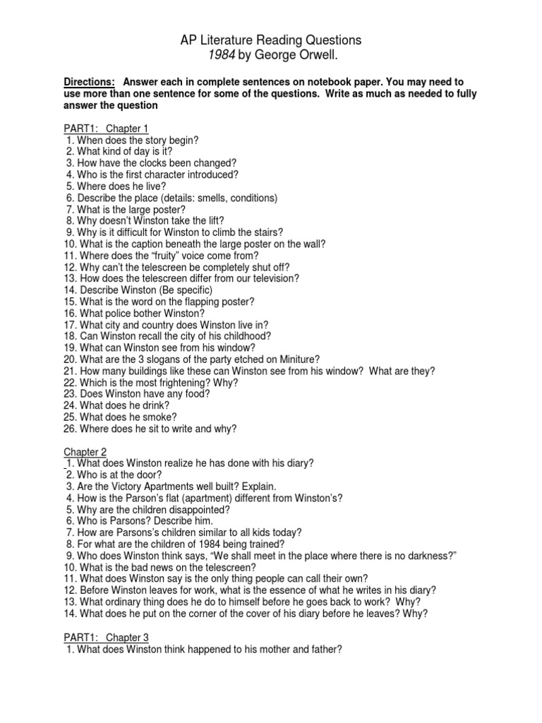 1984 Chapter Questions | PDF | Social Science | History