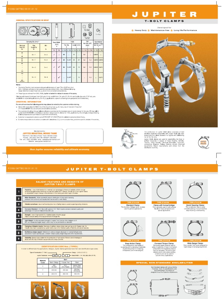 Jupiter T-Bolt Clamps | PDF