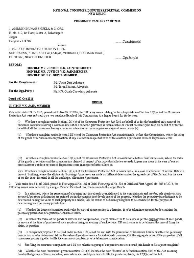 NCDRC Full Bench Judgement On Section 12 1 C | PDF | Service Of Process ...