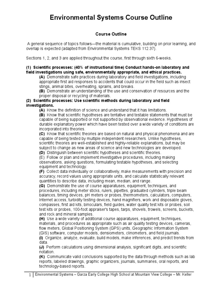 Environmental Systems Course Outline-V3 | PDF | Ecosystem | Natural ...