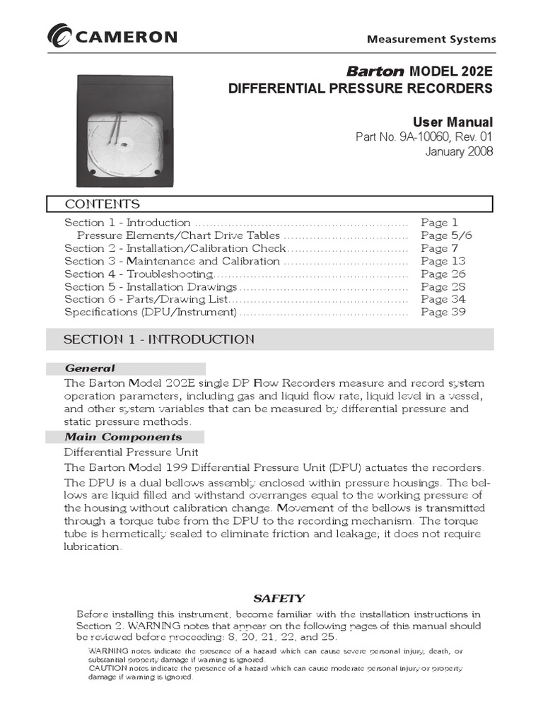 Barton 242e Pressure Temp Recorder User Manual PDF | PDF | Pressure ...