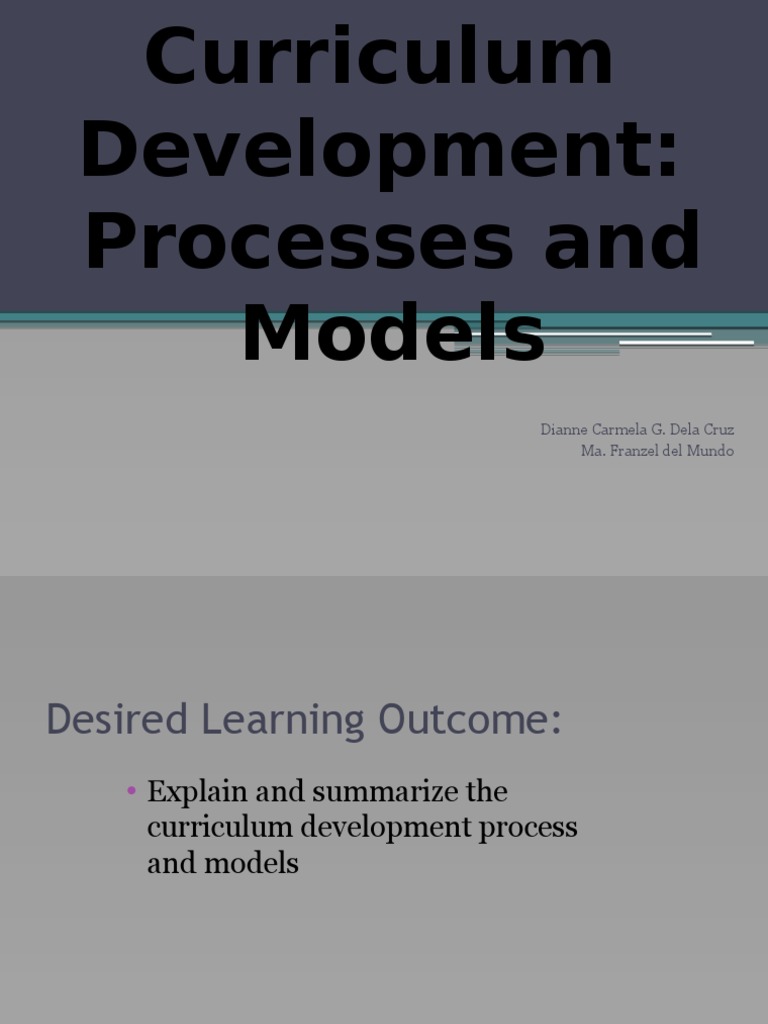 Comparing Curriculum Development Models: An Analysis of the Tyler, Taba ...