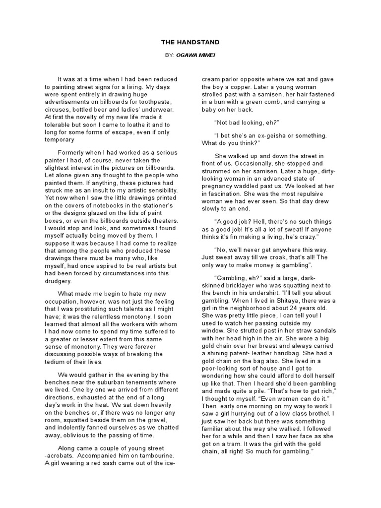 The Short Story Handstand | PDF | Nature