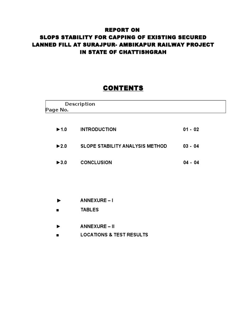 Slope Stability Report for Surajpur Project | PDF | Technology ...
