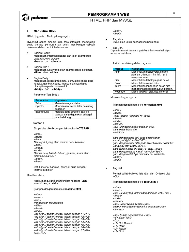 Materi HTML PHP Mysql | PDF