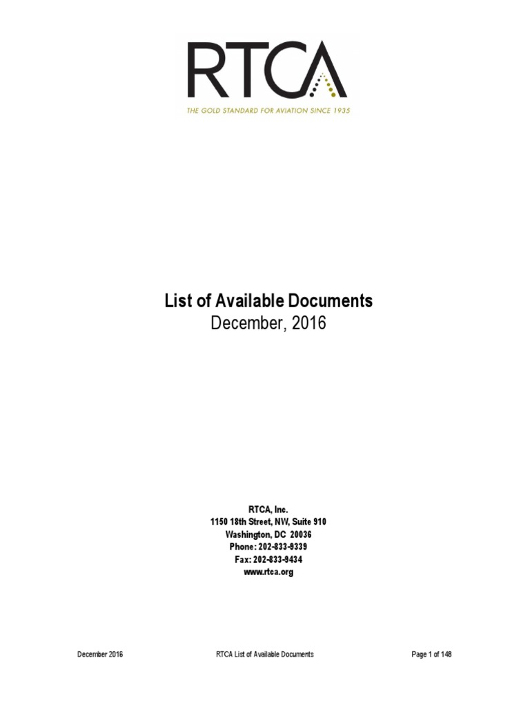 List of Available RTCA Docs | PDF | Air Traffic Control | Aerospace ...