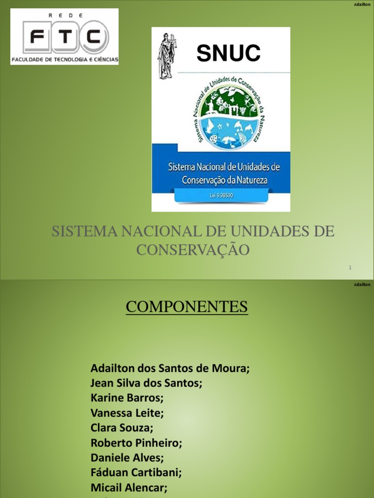 SNUC | PDF | Conservação (ética) | Biologia de Conservação