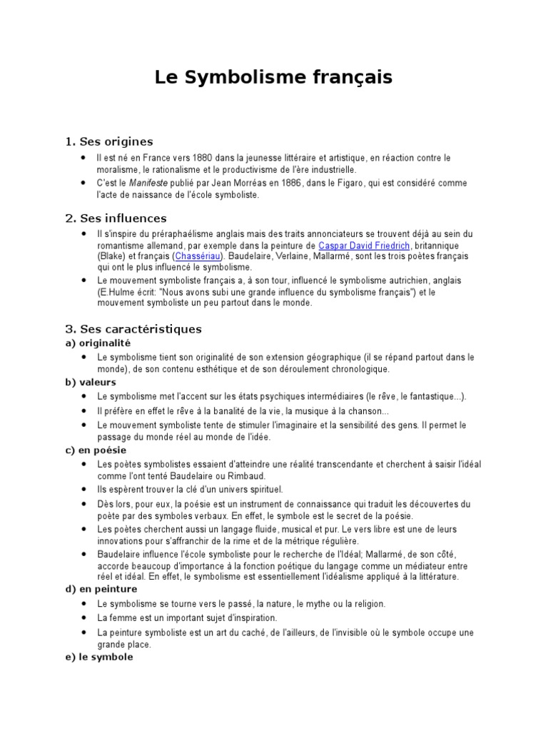 Le Symbolisme Français | PDF | Symbolisme (art) | Symboles