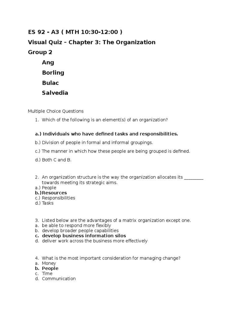 Chapter 3 Visual Quiz: Assessing Knowledge of Key Elements and Concepts ...