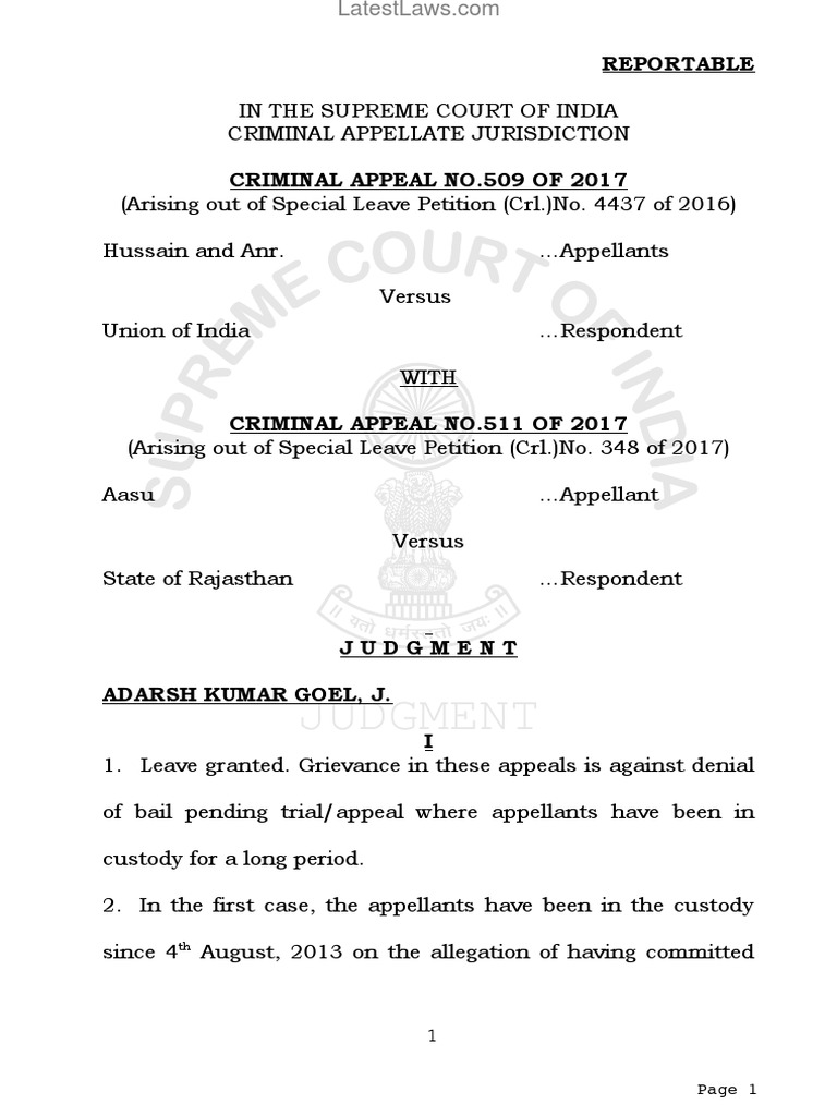 Supreme Court Judgement On Speedy Trial | PDF | Bail | High Court Of ...