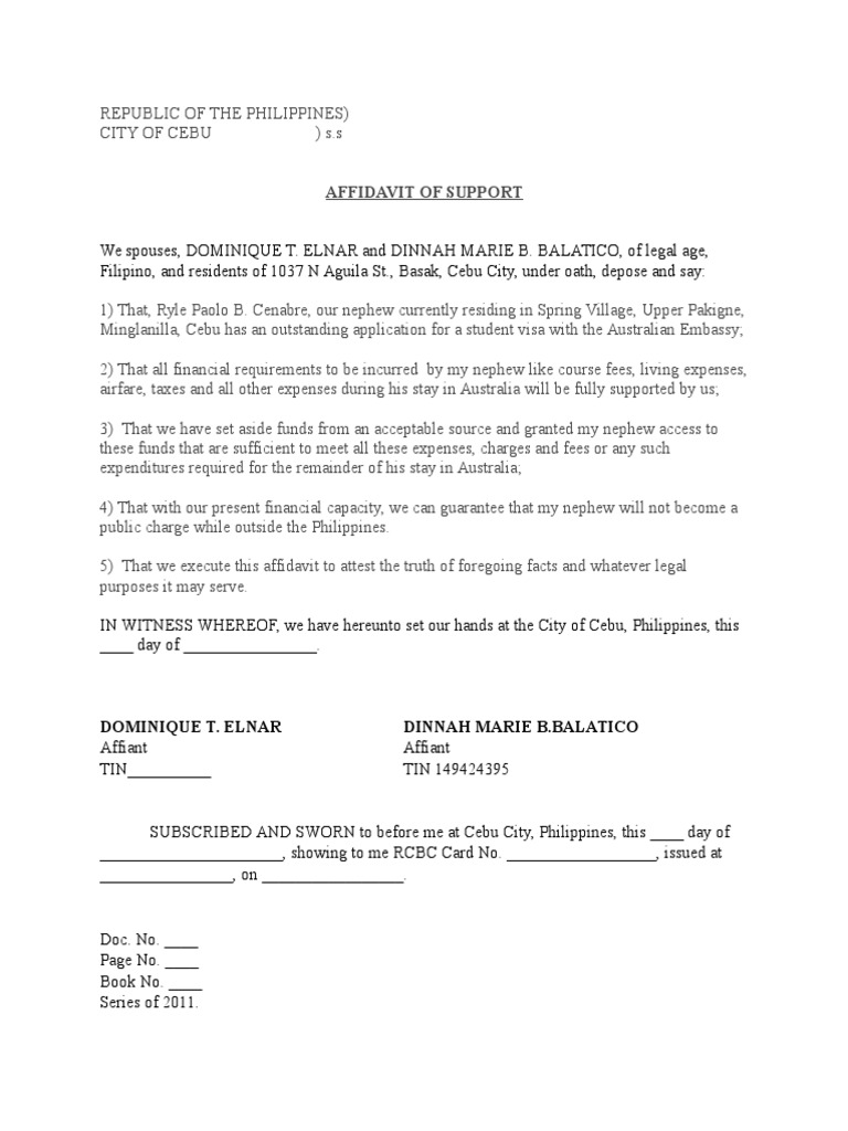 Affidavit of Support | PDF