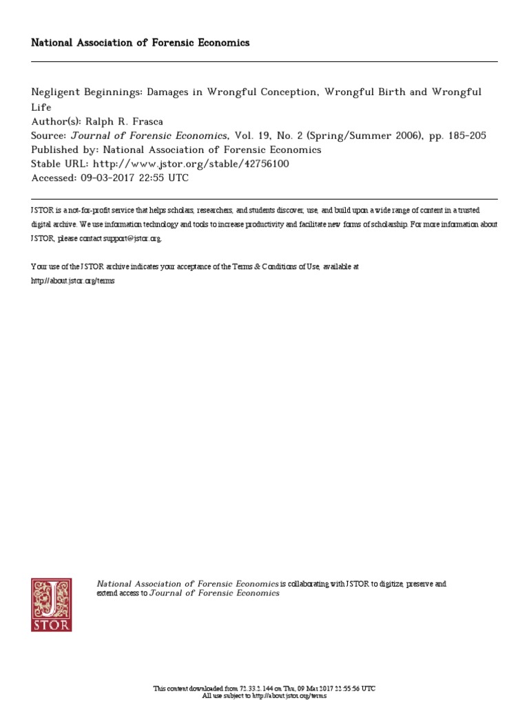 Frasca, Journal of Forensic Economics (2005) | PDF | Damages | Negligence