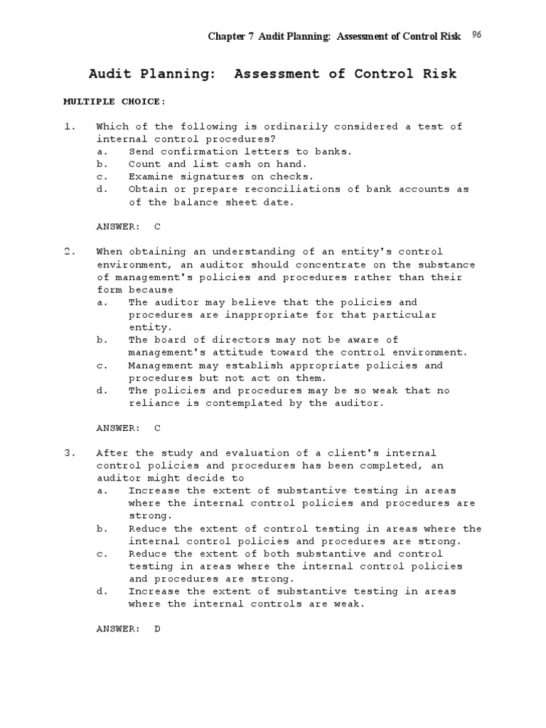 Control Risk Assessment in Audit Planning | PDF | Internal Control ...