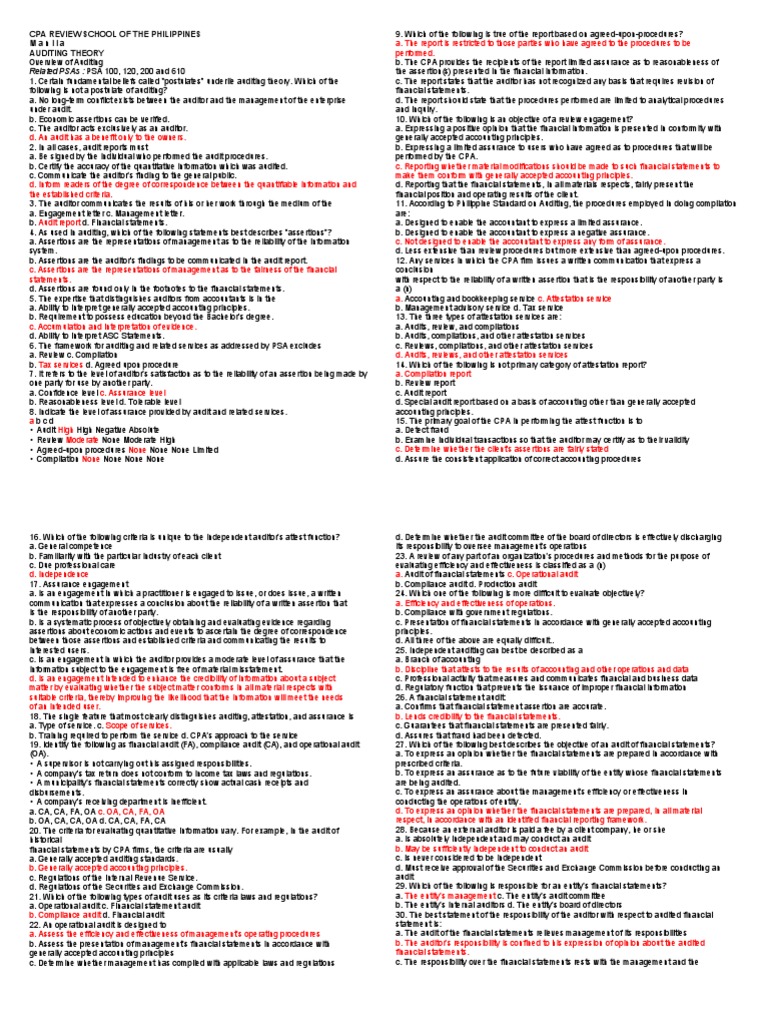 Auditing Reviewer PDF | PDF | Financial Audit | Audit