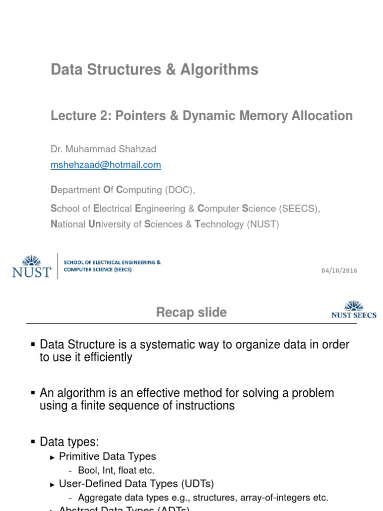 Pointers And Dynamic Memory Allocation Pdf Pointer Computer Programming Variable